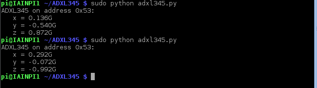 Raspberry Pi And Adxl345 Gy 291 Example Pi Bits